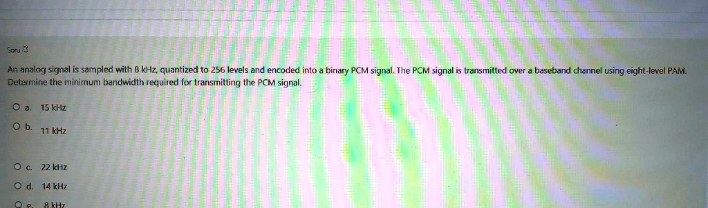 Solved An Analog Signal Is Sampled With 8 Khz Quantized To 256 Levels And Encoded Into A 