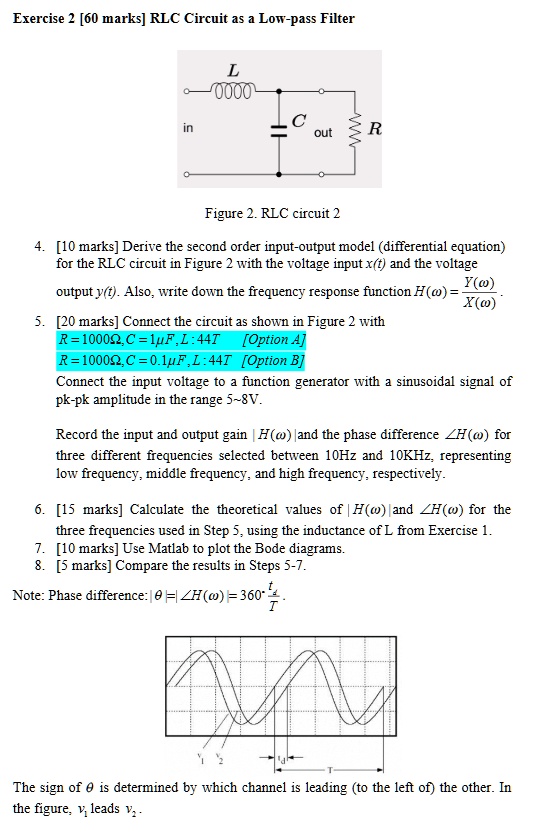 SOLVED: Exercise 2 [60 marks] RLC Circuit as a Low-pass Filter Figure 2 ...
