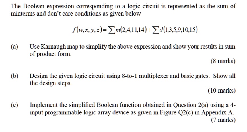 Solved The Boolean Expression Corresponding To A Logic Circuit Is Represented As The Sum Of