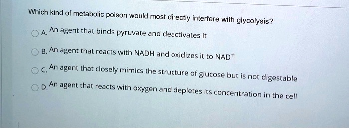 which kind of metabolic poison would most directly interfere with ...