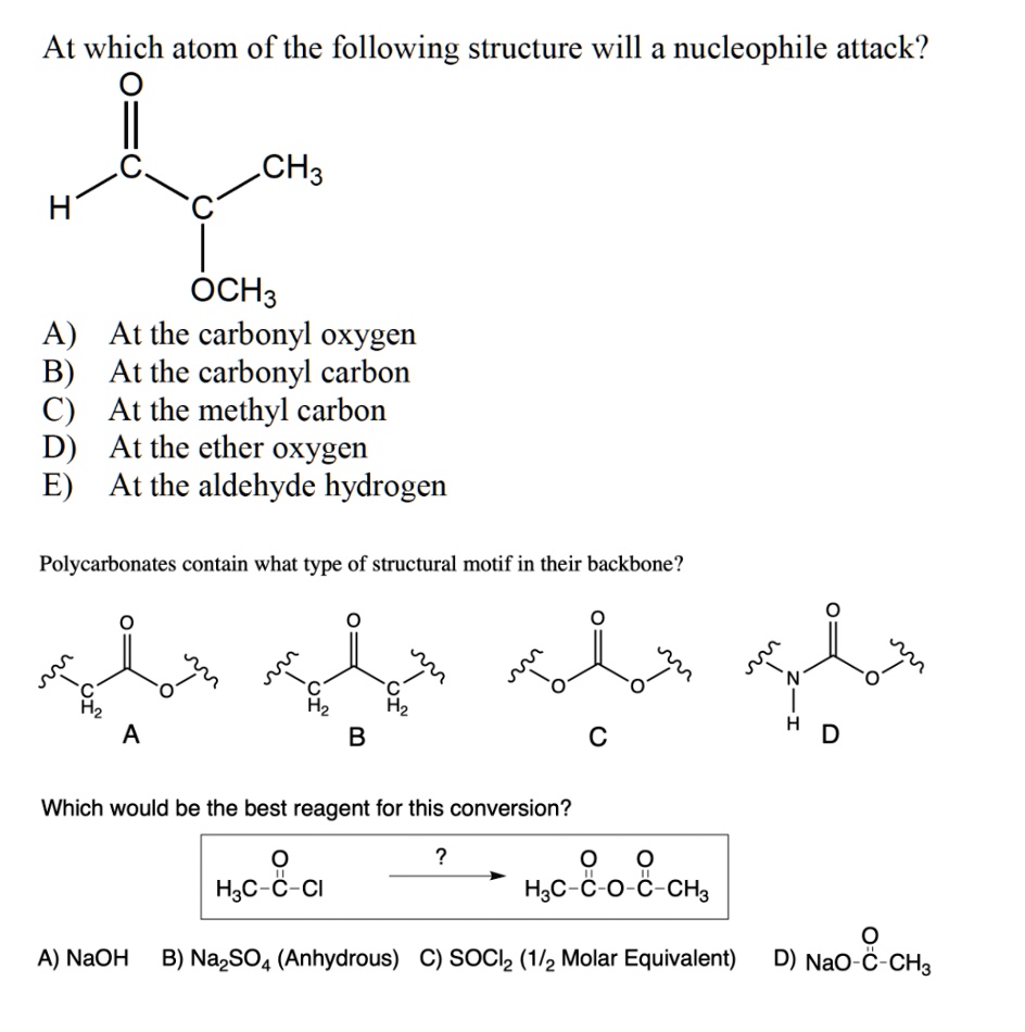 SOLVED:At which atom of the following structure will a nucleophile ...