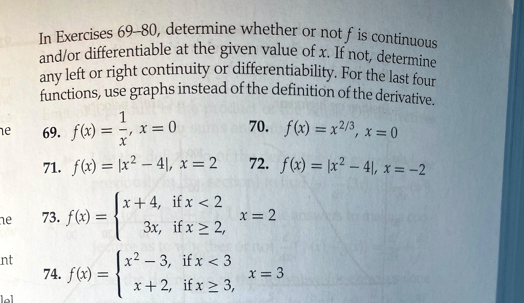 SOLVED: In Exercises 69-80, determine whether or not f(x) is continuous ...