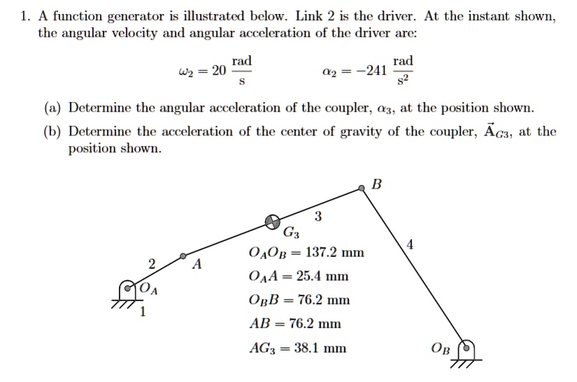 SOLVED: 1. A function generator is illustrated below. Link 2 is the ...