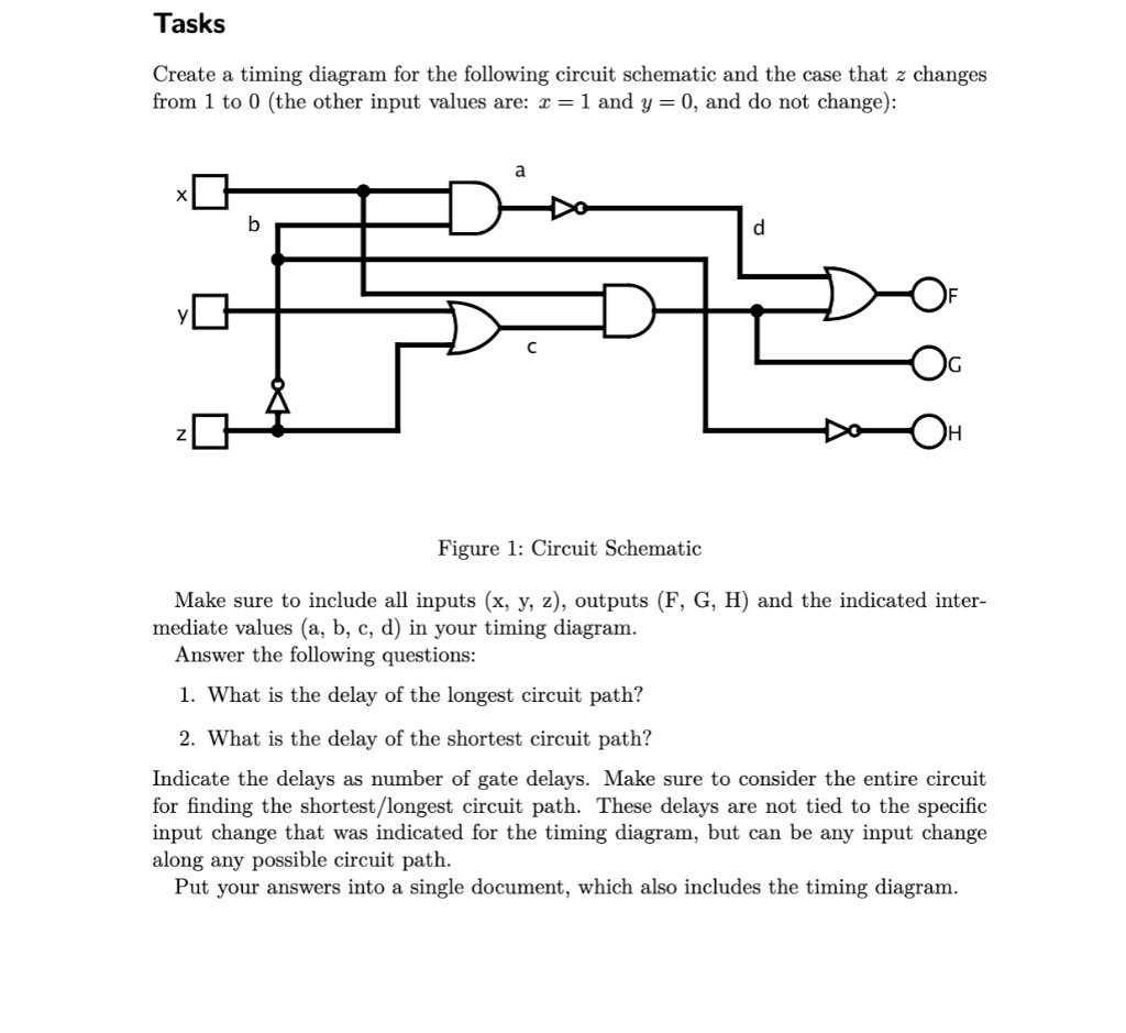 SOLVED: Tasks Create a timing diagram for the following circuit schematic and the case that ...