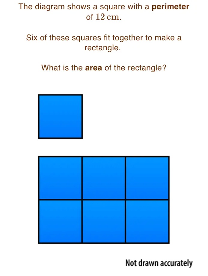SOLVED: The diagram shows a square with a perimeter of 12 cm: Six of ...