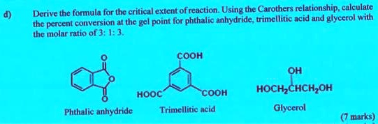 SOLVED: Derive the formula for the critical extent of reaction using ...