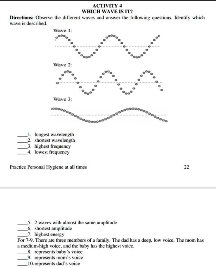 SOLVED: Direction: Observe the different waves and answer the following ...