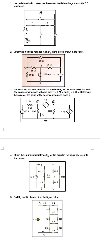 SOLVED: Use nodal method to determine the current I and the voltage across the 5 Î© resistance ...