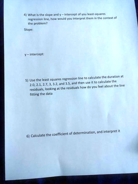 what is the slope and intercept of you least squares regression line ...