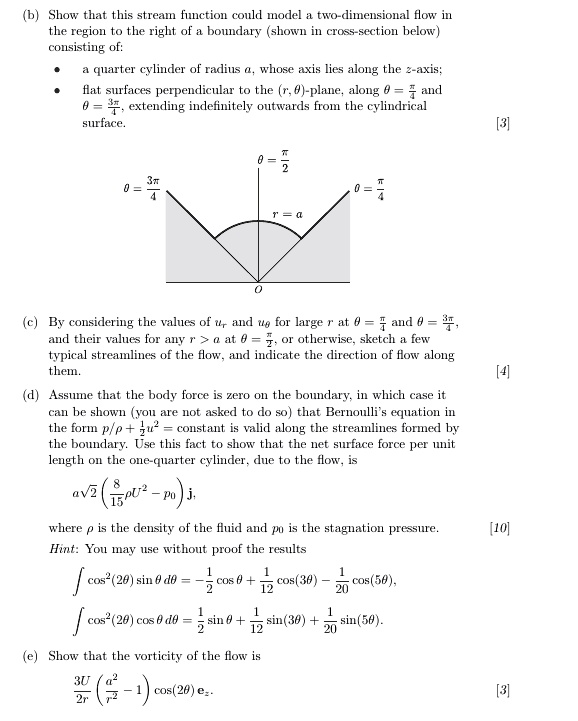 SOLVED: (b) Show that this stream function could model a two-dimensional flow in the region to ...