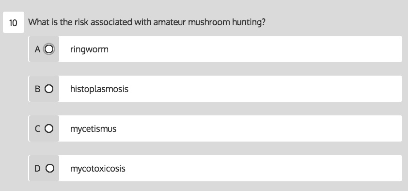 SOLVED: 10 What is the risk associated with amateur mushroom hunting ...