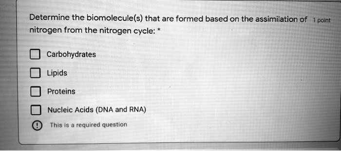 SOLVED: Determine the biomolecule(s) that are formed based on the ...