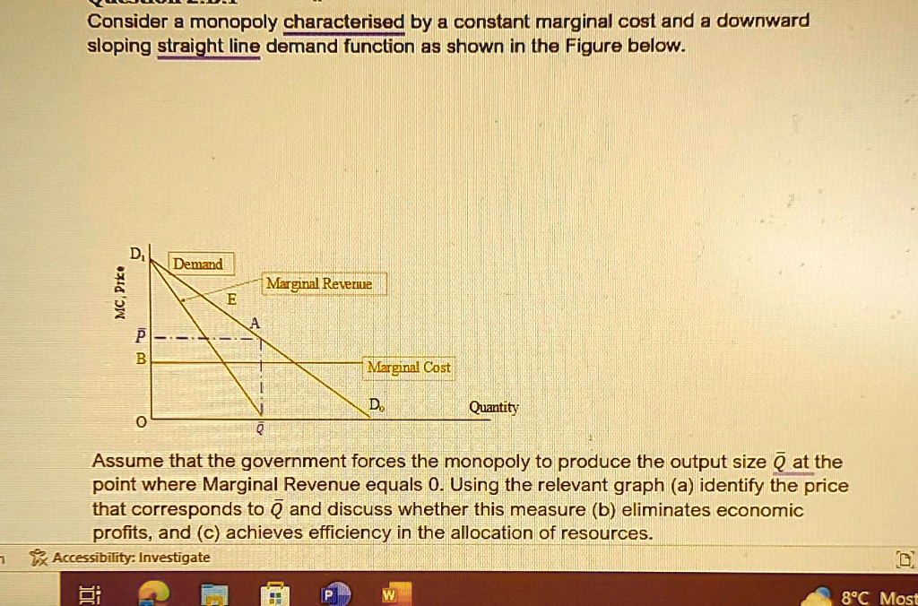 SOLVED: Consider a monopoly characterized by a constant marginal cost ...