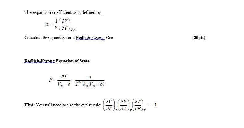 The expansion coefficient α is defined by α = (1)/(V)((∂...