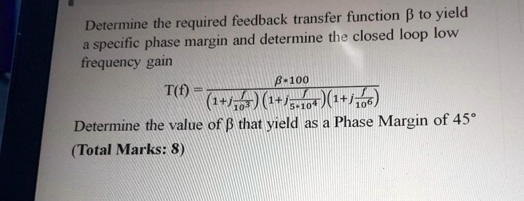 determine the required feedback transfer function to yield a specific ...