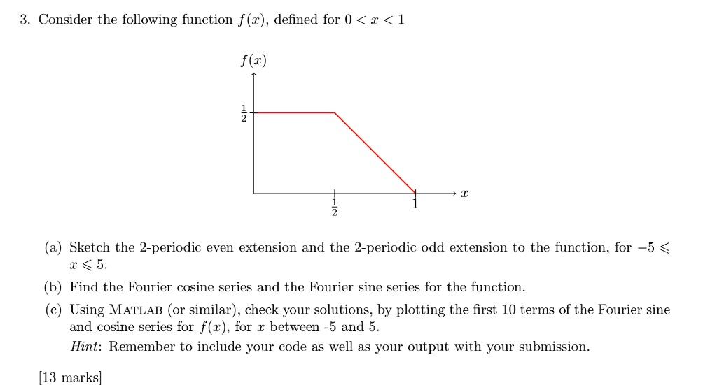consider the following function fz defined for 0 1 1 fz sketch the 2 periodic even extension and ...