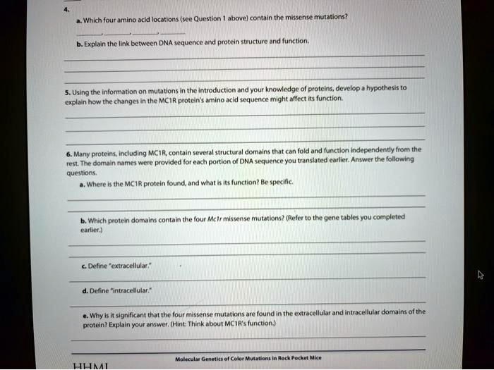 whlch four anino acid locations see question joove contain the misscn c ...