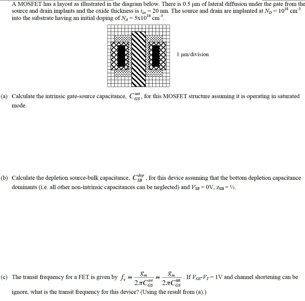 a mosfet has a layout as illustrated in the diagram belowthere is 05 um ...