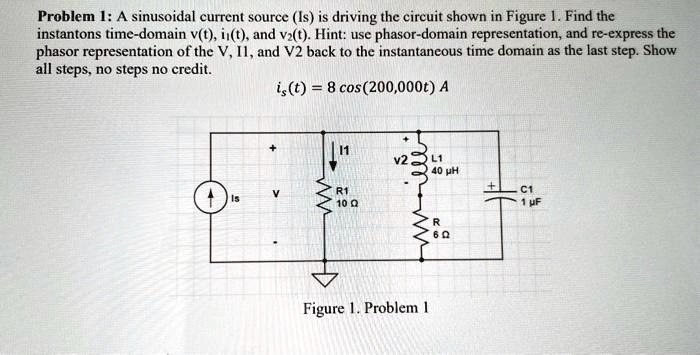 Problem 1: A sinusoidal current source (Is) is driving the circuit ...