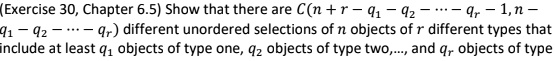 SOLVED: (Exercise 30, Chapter 6.5) Show that there are C(n + r - 41, 1) * C(n - 9r, 4z) * C(4z ...