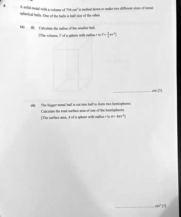 SOLVED: A solid metal with a volume of 756 cmÂ³ is melted down to make ...