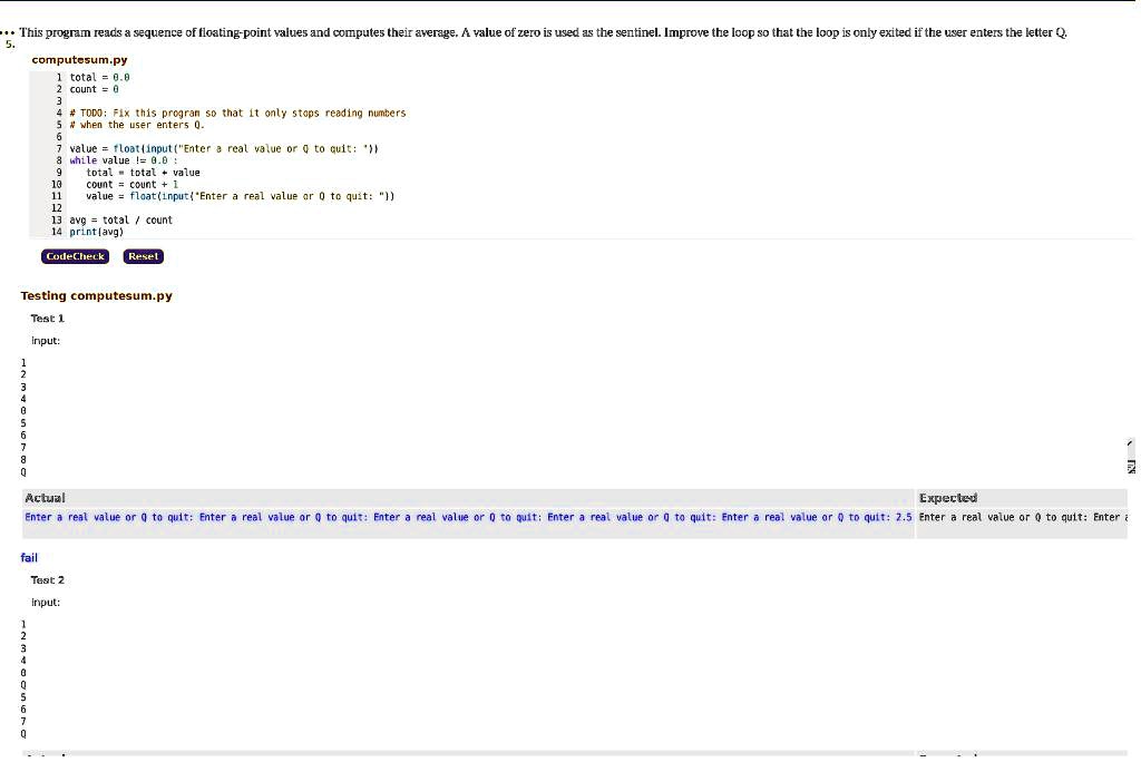 This Program Reads A Sequence Of Floating Point Values And Computes Their Average A Value Of