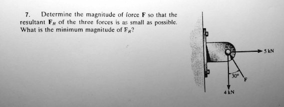 SOLVED: 7. Determine the magnitude of force F so that the resultant F ...