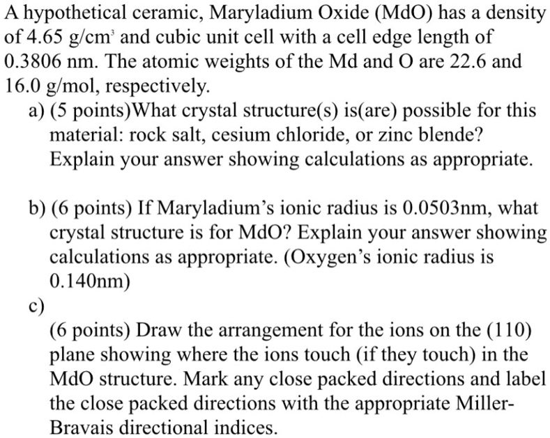 a hypothetical ceramicmaryladium oxide mdo has a density of 465 gcm and ...