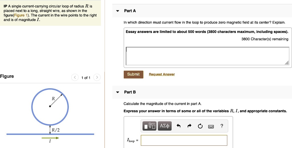 SOLVED: A single current-carrying circular loop of radius R is placed next to a long straight ...