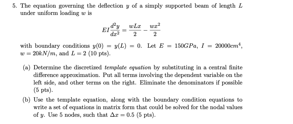 SOLVED: The equation governing the deflection y of a simply supported beam of length L under ...