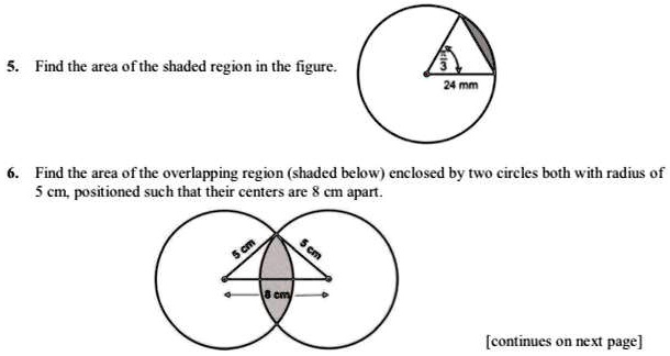 SOLVED: Find the area ofthe shaded region in the figure. Find the arca ofthe overlapping region ...