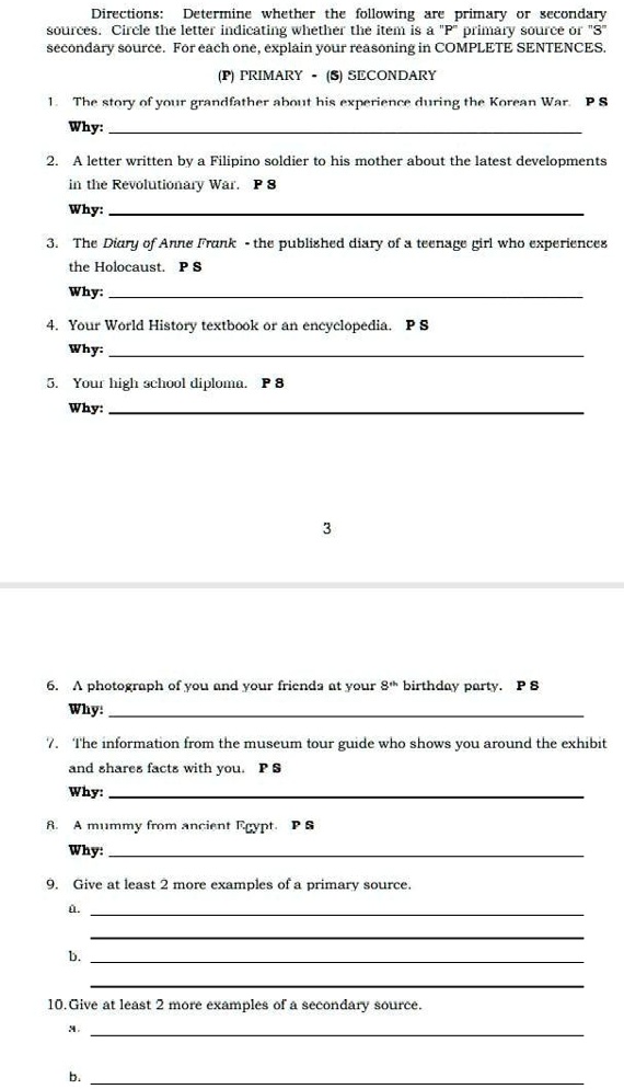Secondary Sources 10 Examples