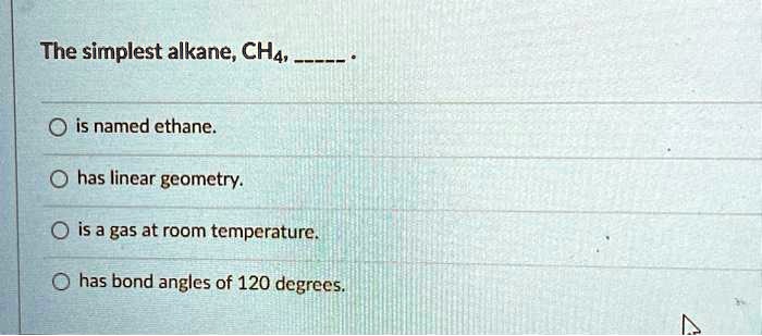 VIDEO solution: Texts: The simplest alkane CH4 is named methane. It has ...