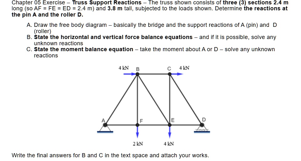 chapter 05 exercise truss support reactions the truss shown consists of ...