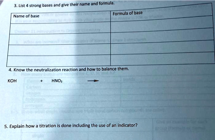SOLVED: List strong bases and give their name and formula_ Formula of ...
