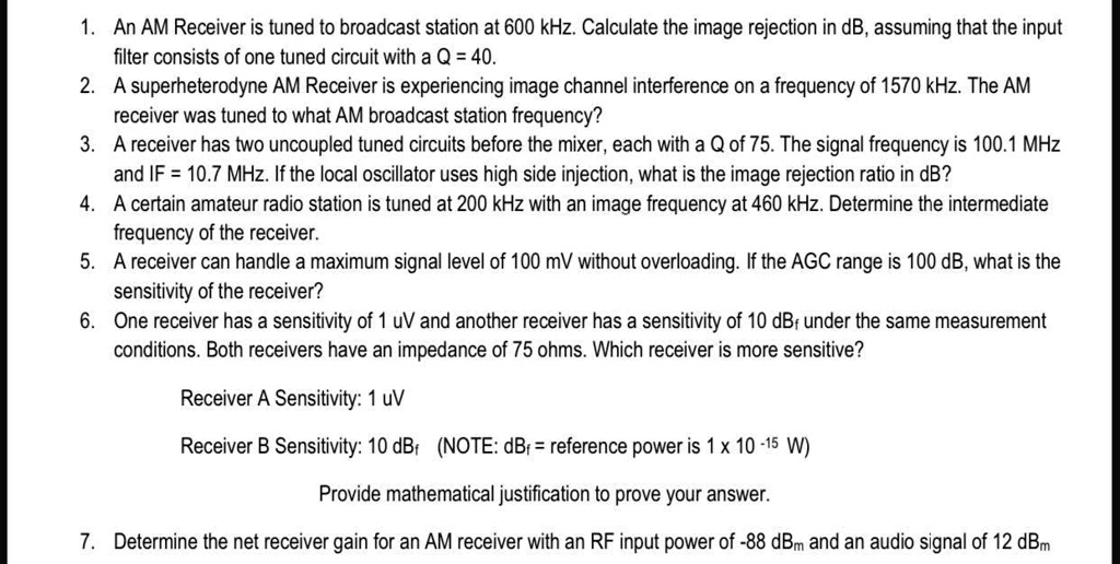 SOLVED: An AM Receiver is tuned to a broadcast station at 600 kHz ...