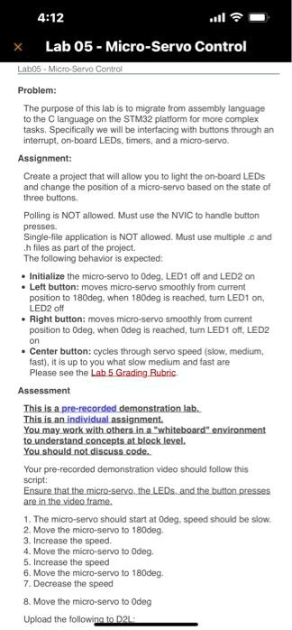 412 lab05 micro servocontrol lab05 micro servo control...