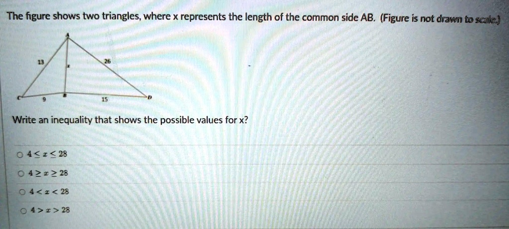 SOLVED: The figure shows two triangles, where X represents the length of the common side AB ...