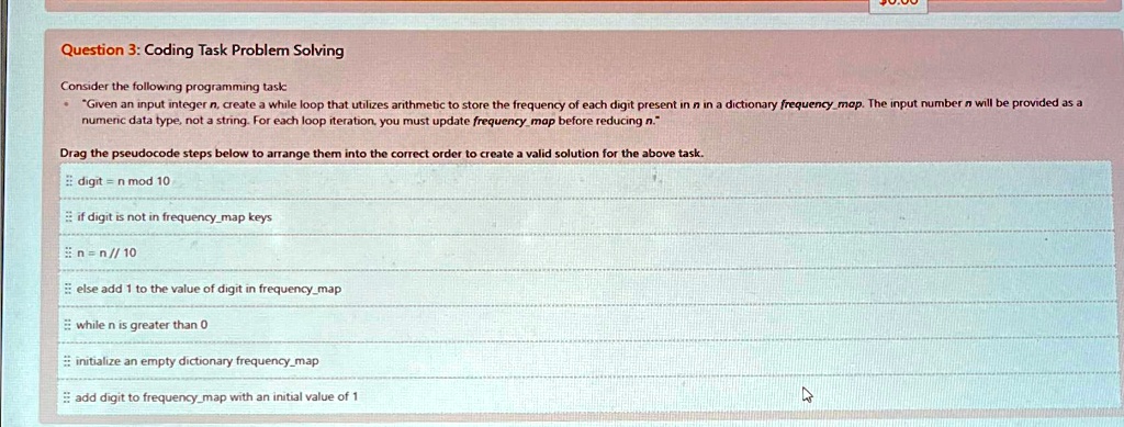 Question 3 Coding Task Problem Solving Consider The Following Programming Task Given An Input