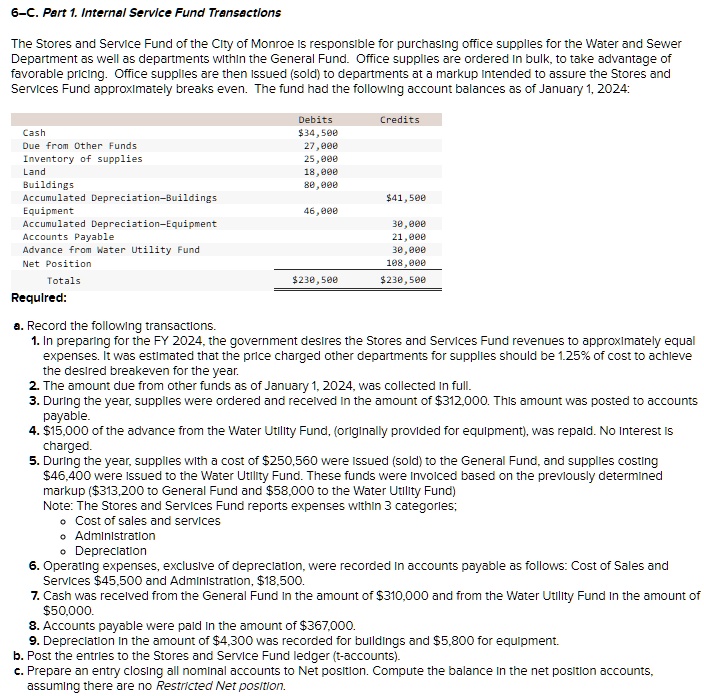 6 c part 1 internal service fund transactions the stores and service ...