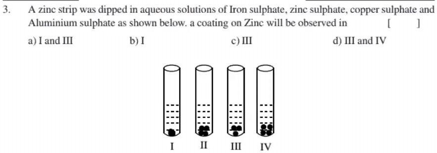 the correct answer will be marked in brain list a zinc strip was dipped ...