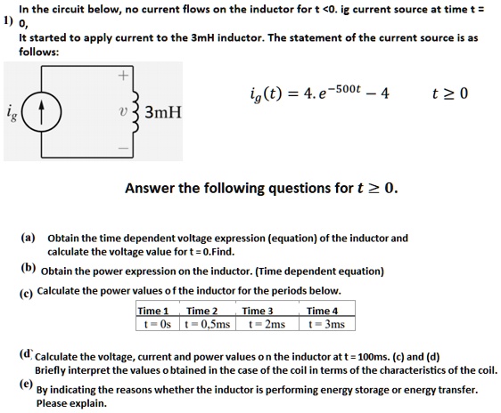 SOLVED: In the circuit below, no current flows through the inductor for t