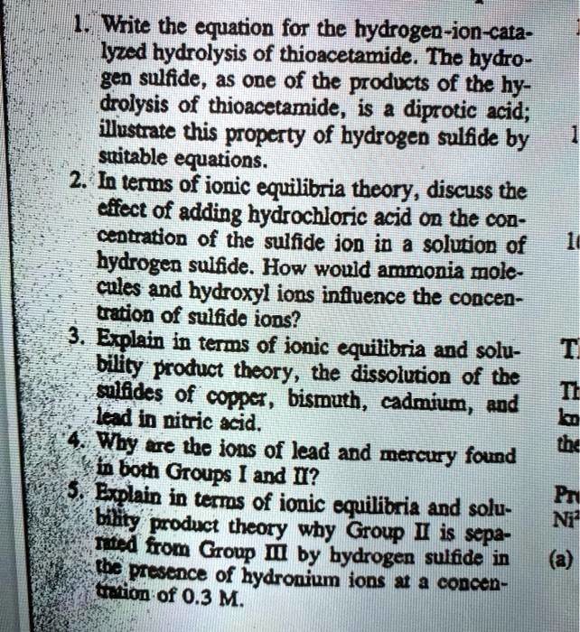 SOLVED: Write the equation for the hydrogen-ion-catalyzed hydrolysis of ...