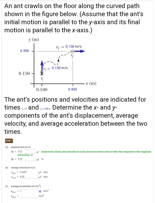 an ant crawls on the floor along the curved path shown in the figure ...