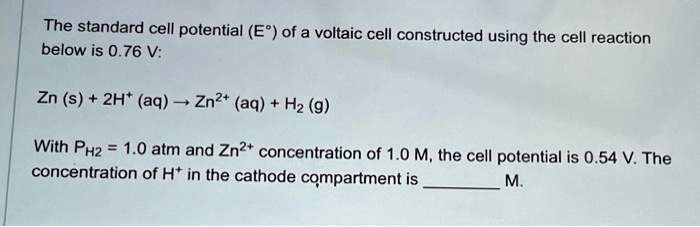 SOLVED: please explain why 1.91E-4 The standard cell potential(E of a voltaic cell constructed ...