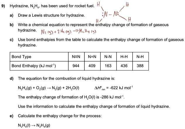 hydrazine nzhz has been used for rocket fuel h draw lewis structure for ...