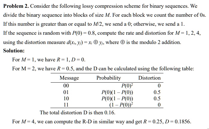 SOLVED: How to calculate rate and distortion (solution on the image ...