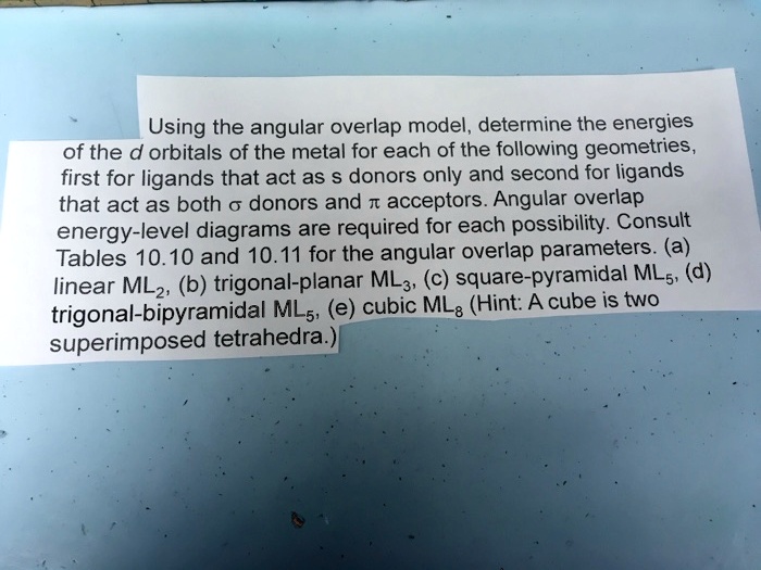 Using The Angular Overlap Model Draw A Molecular Orbital Dia