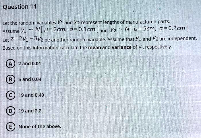 SOLVED: Question 11 Let the random variables Y1 and Yz represent ... SOLVED: Question 11 Let the random variables Y1 and Yz represent ...