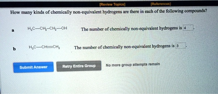 SOLVED: Topice] How many kinds of chemically non-equivalent hydrogens are there in cach of the ...